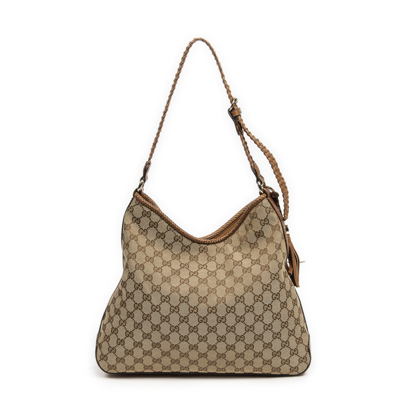 Gucci | Bags | Gucci Marrakech Hobo In Beigetan Monogrammed Canvas ...